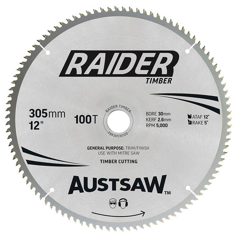 Austsaw 305mm Raider Timber Blade 30mm Bore 100 Teeth AUSTSAW
